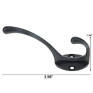 Bitray 4 Pack Heavy Duty Dual Coat Hooks Wall Mounted with Screws,Zinc Alloy Robe Hook Hanger Double Prong Wall Hooks for Hanging Coat, Robe, Backpack, Black