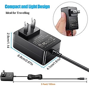 SoulBay 24V 1A Power Supply Adapter w/ 8 Tips for CCTV WiFi Camera Router LED Strip Light, AC 100-240V to DC 24 Volt Plug in Transformer Cord with ETL Certificate, 5 FT