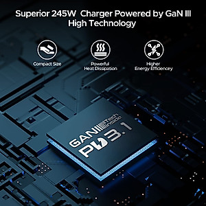 245W GaN USB C Charger, 140W 100W PD 3.1 Charger for MacBook Pro 16-inch, 4-Port Laptop/Tablet Fast Charging Adapter for MacBook Pro/Air, Dell XPS, iPad Pro/Air, iPhone 15/14/13 Series, etc.