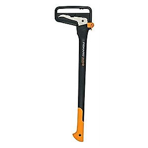 Fiskars 28" Hookaroon - Non-Slip Grip Handle with Pointed, Angled Blade - Landscaping Tool for Rotating, Dragging, Stacking Logs - Black/Orange