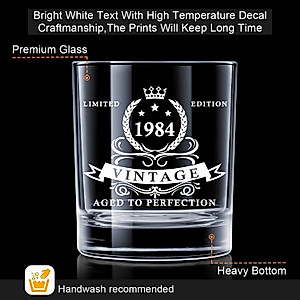 LIGHTEN LIFE 40th Birthday Gifts for Men 12 oz,1984 Whiskey Glass in Valued Wooden Box,Bourbon Glass for 40 Years Old Dad,Husband,Friend,40th Bday Gift Ideas,40th Birthday Decorations