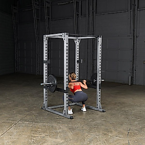 Body-Solid (GPR378 Power Rack - Heavy-Duty Steel Squat Cage with Adjustable Safety Bars and Chin-Up Bar for Home and Light Commercial Gym