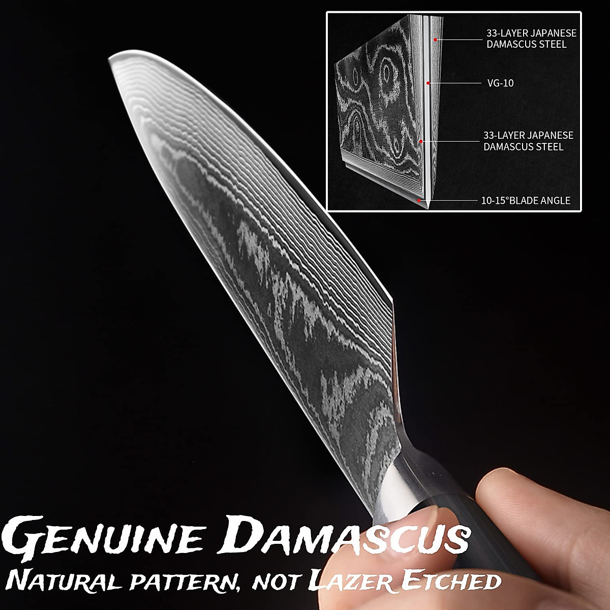 BOAMLONA 8 inch Chef Knife, Damascus Japanese Chef Knife with Japanese VG10 Steel Core, Pakkawood Handle, Ultra Sharp Professional Kitchen Knife with Sheath and Gift Box