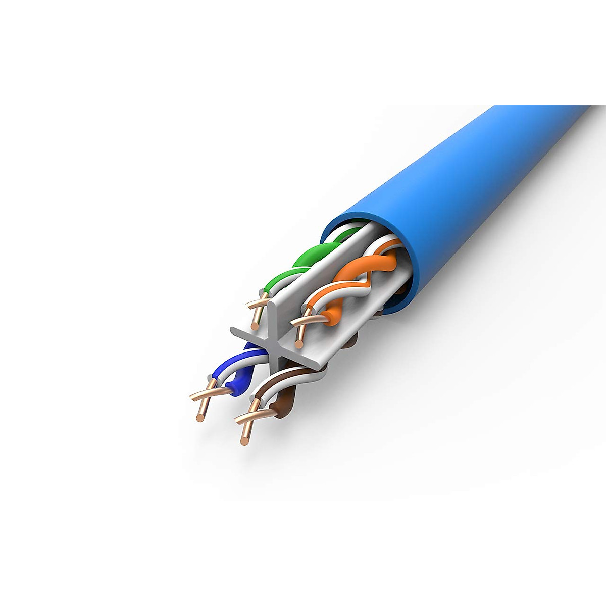 DG Cat6 Riser (CMR), 1000ft, Unshielded, 24AWG, with Spline (+), Solid Bare Copper, 600MHz, ETL Listed, Indoor/Home/Commercial Use, Bulk Ethernet Cable, Blue