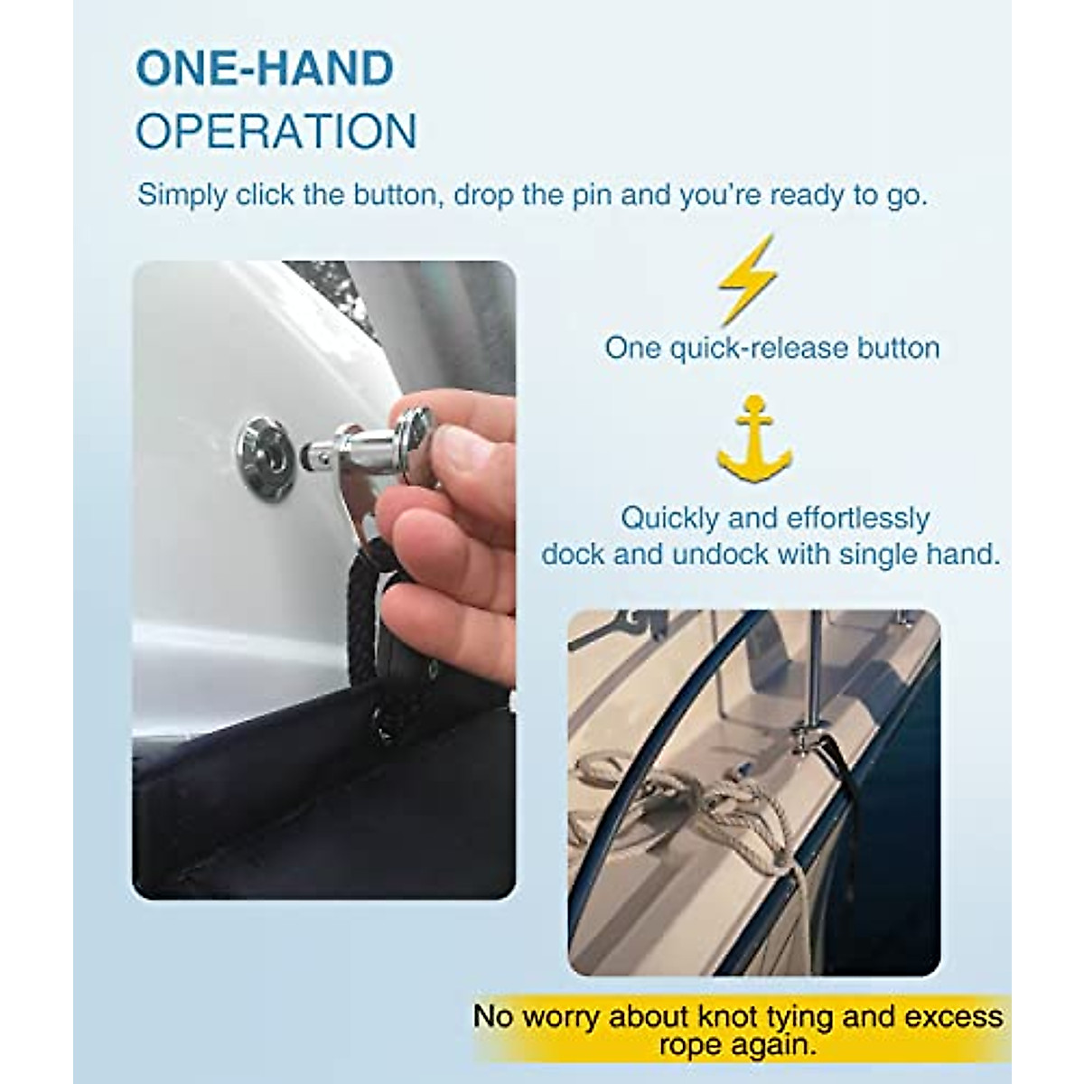 sixcow 3/8'' Quick Release Boat Fender Holder - Marine Stainless Steel Quick-Release Boat Fender Holder Mount Cleat Hook, Receiver Not Included