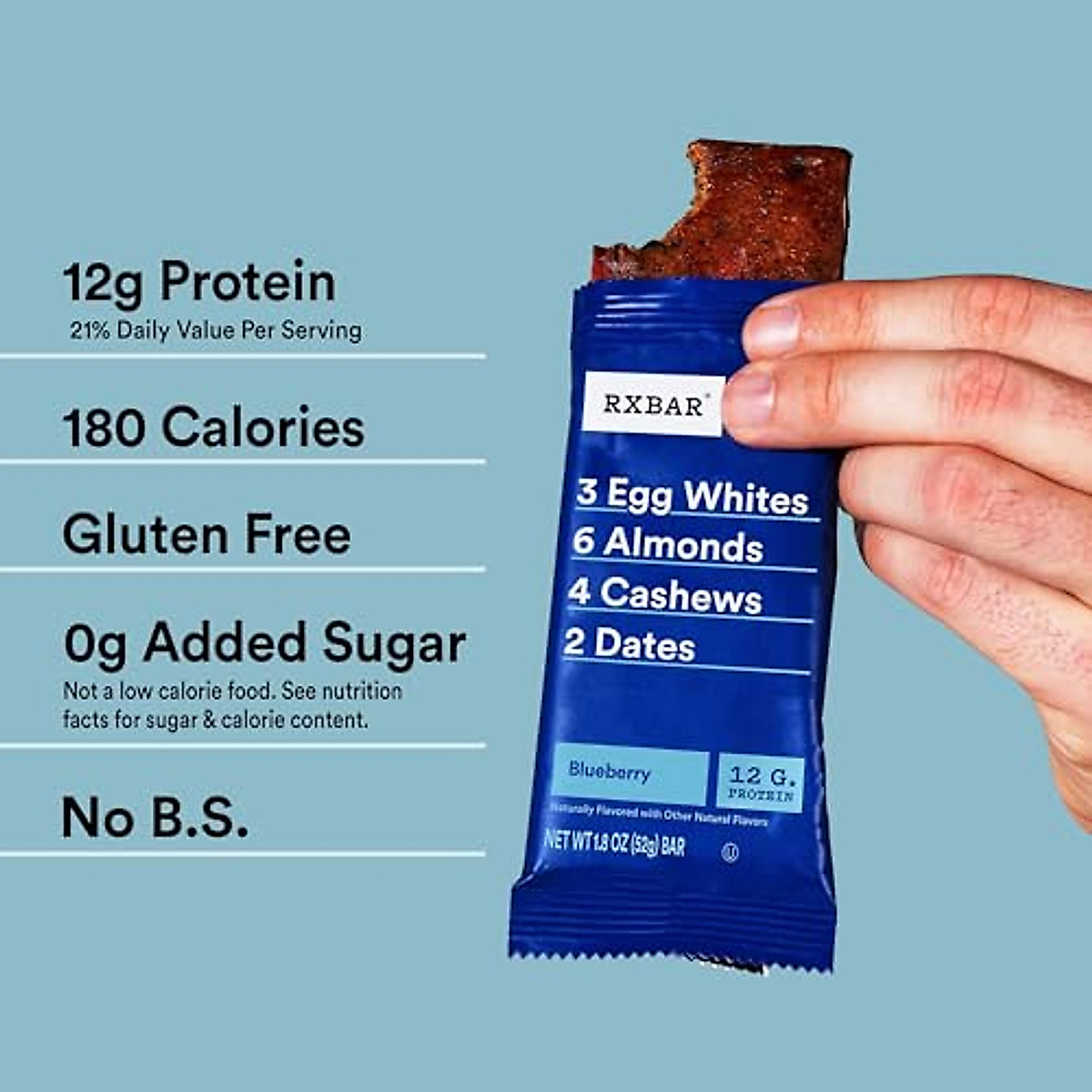 RXBAR Protein Bars, Protein Snack, Snack Bars, Blueberry, 22Oz Box (12 Bars)