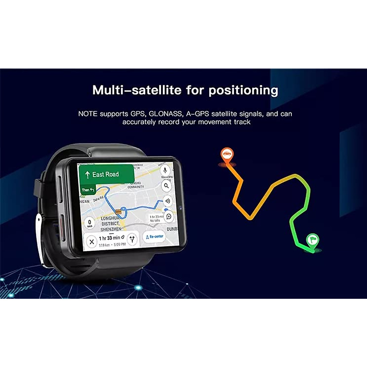 ISPEKTRUM iS101 Android Smart Watch 2.4” Screen Dual Camera 3GB+32GB 2080 mAh Battery Waterproof LTE Calls & Text GPS WiFi Google Play Store Sports Mode Fitness Tracker Heart Rate Monitor, Pedometer