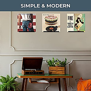 Crutello 8 Pack Vinyl Record Display Shelf - Wall Mounted Black Steel Record Holder Shelf - Pack of 8