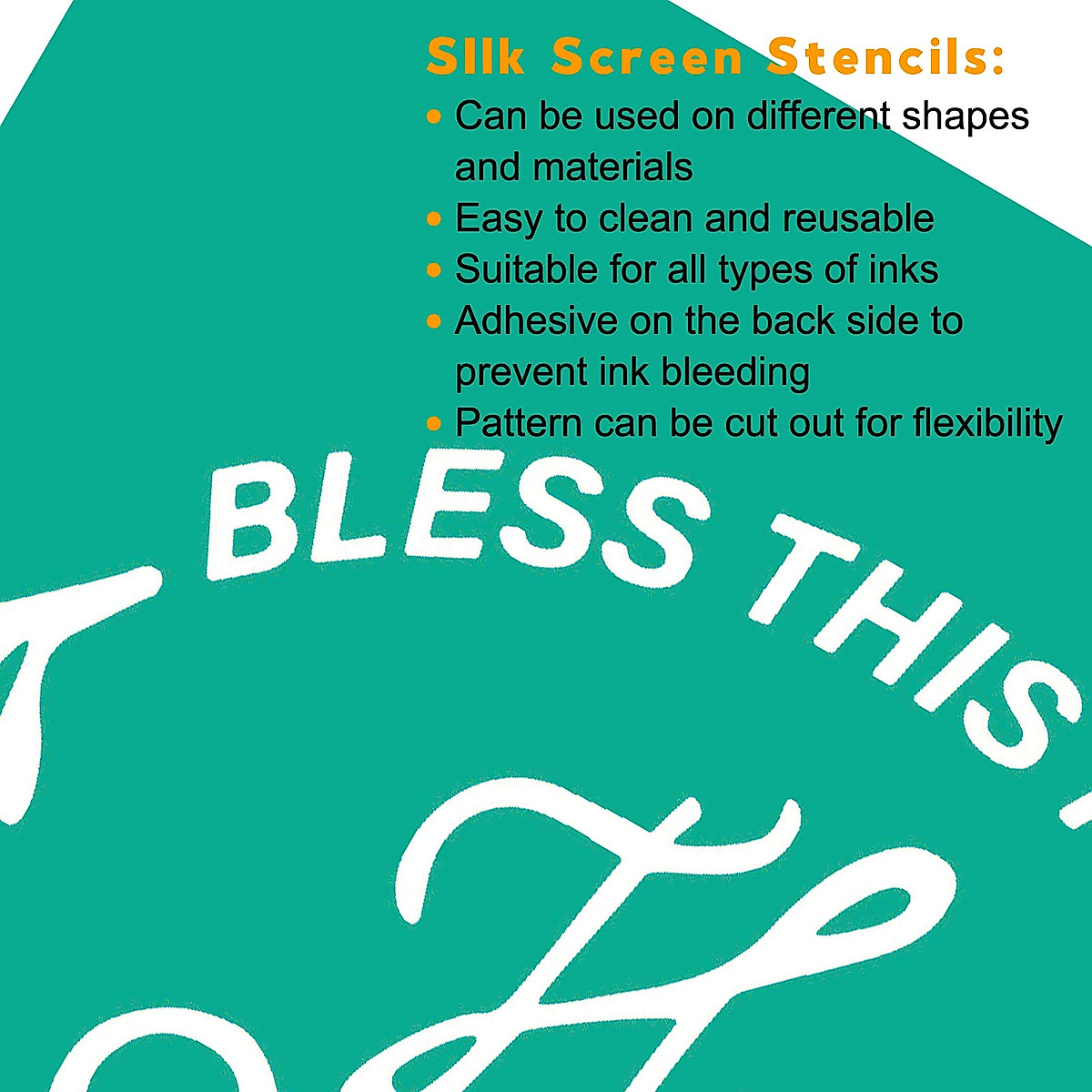 BOOLOOEN Silk Screen Stencils Transfers Reusable Self Adhesive Mesh Screen Stencil Kit for Chalkboard Fabric(home sweet home)