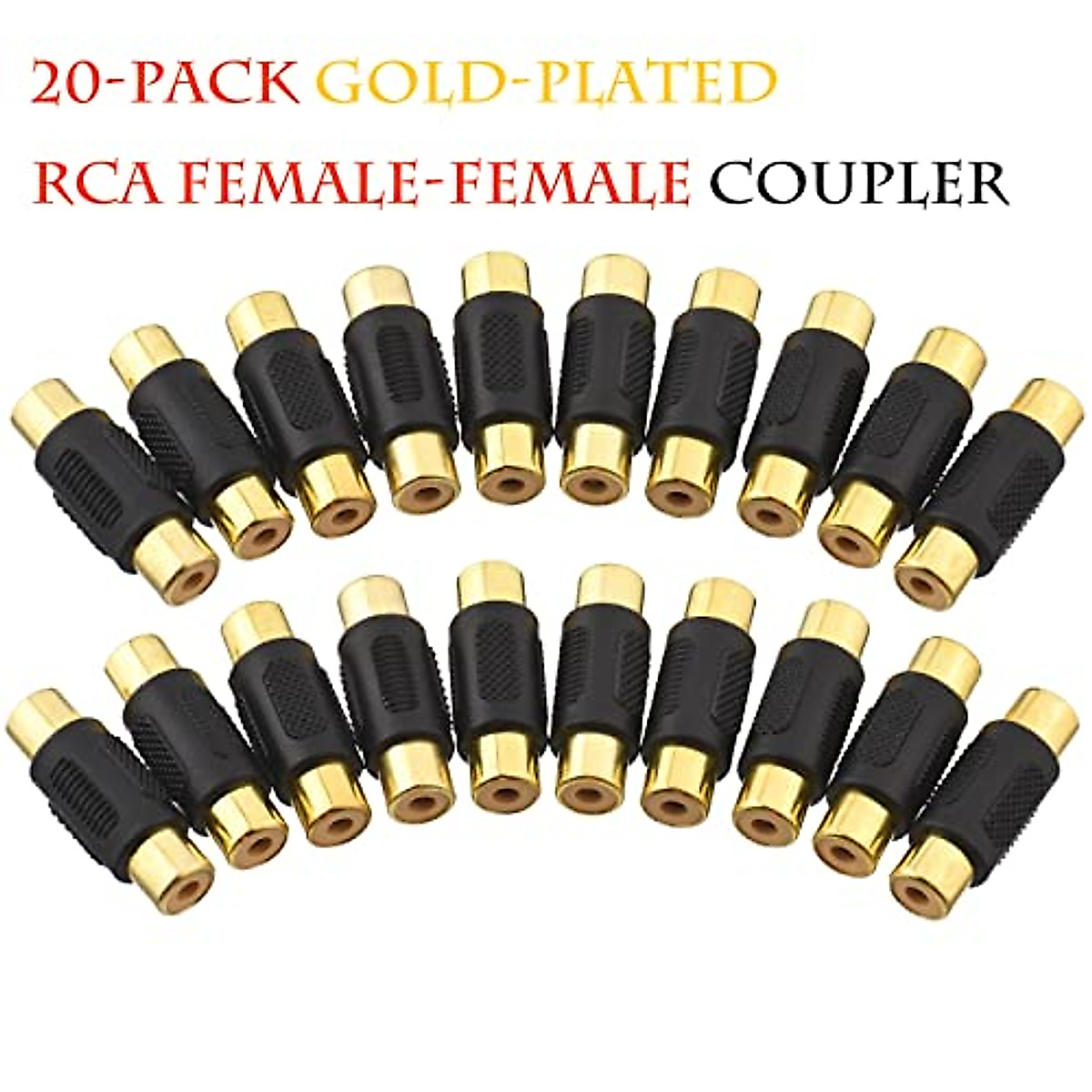 Warmstor 20 Pack RCA Female to Female Coupler Audio Video Adapter Gold Plated, for Phono,Speaker,RCA Cable,Amplifier
