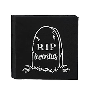 RIP Twenties Napkins,Death to My 20s Napkins, 30th Birthday Napkins,RIP to My 20s Birthday Decorations,Death to My 20s Birthday Decorations,30th Birthday Party Supplies(5 x 5 In, Silver Foil, 50-Pack)