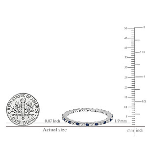Dazzlingrock Collection Round Blue Sapphire & White Diamond Eternity Wedding Band for Women in 10K White Gold Size 8