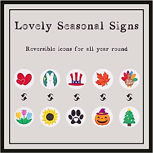 Monjita Welcome Sign for Front Porch Standing, Interchangeable Welcome Standing Sign with 5 Designed Double-Sided Icons for Front Door, All Seasonal Farmhouse Rustic Modern Porch Decor for Fall Harvest Thanksgiving Christmas, 47 x 7.9 Inch Wooden Vertical