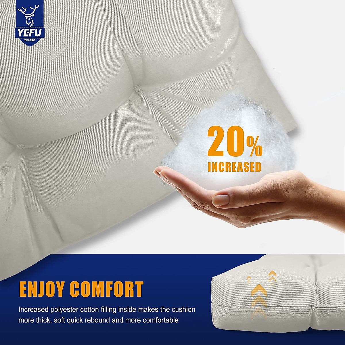 YEFU Adirondack Chair Cushion, Rocking Chair Cushions High Back, Thickened Patio Chair Pad for Indoor and Outdoor, 49x20x5 Inch, Light Gray, 2-Pack