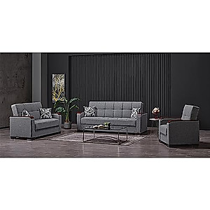 Ottomanson Furniture Legacy Collection Upholstered Convertible with Storage, Sofabed, Grey 2