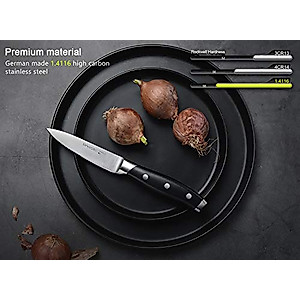 linoroso Paring Knife 3.5 inch Small Kitchen Knife with Elegant Gift Box, Sharp Forged German Carbon Stainless Steel Fruit Knife, Full Tang, Ergonomic Handle-Classic Series