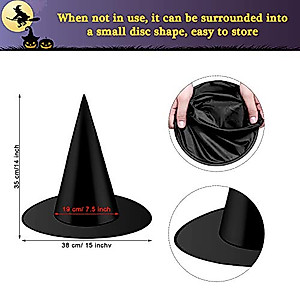 Halloween Witch Costume Accessory Plastic Witch Broom Kids Black Witch Hat Wizard Flying Broom Photography Prop Toy Wizard Cosplay for Halloween Dress Up Costume Party (Mix Color)
