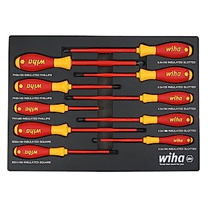 Wiha 32080 10 Piece Insulated SoftFinish Cushion Grip Screwdriver Tray Set