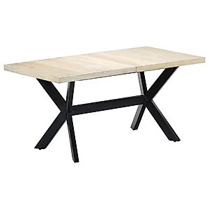 vidaXL Solid Mango Wood Dining Table Kitchen Dinner Dining Room Home Office Indoor Furniture Meal Restaurant Table Side End Stand 63"