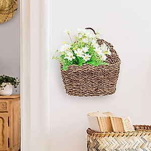 MyGift 6.5 Inch Handwoven Rattan Wall Hanging Storage Basket, Small Decorative Baskets