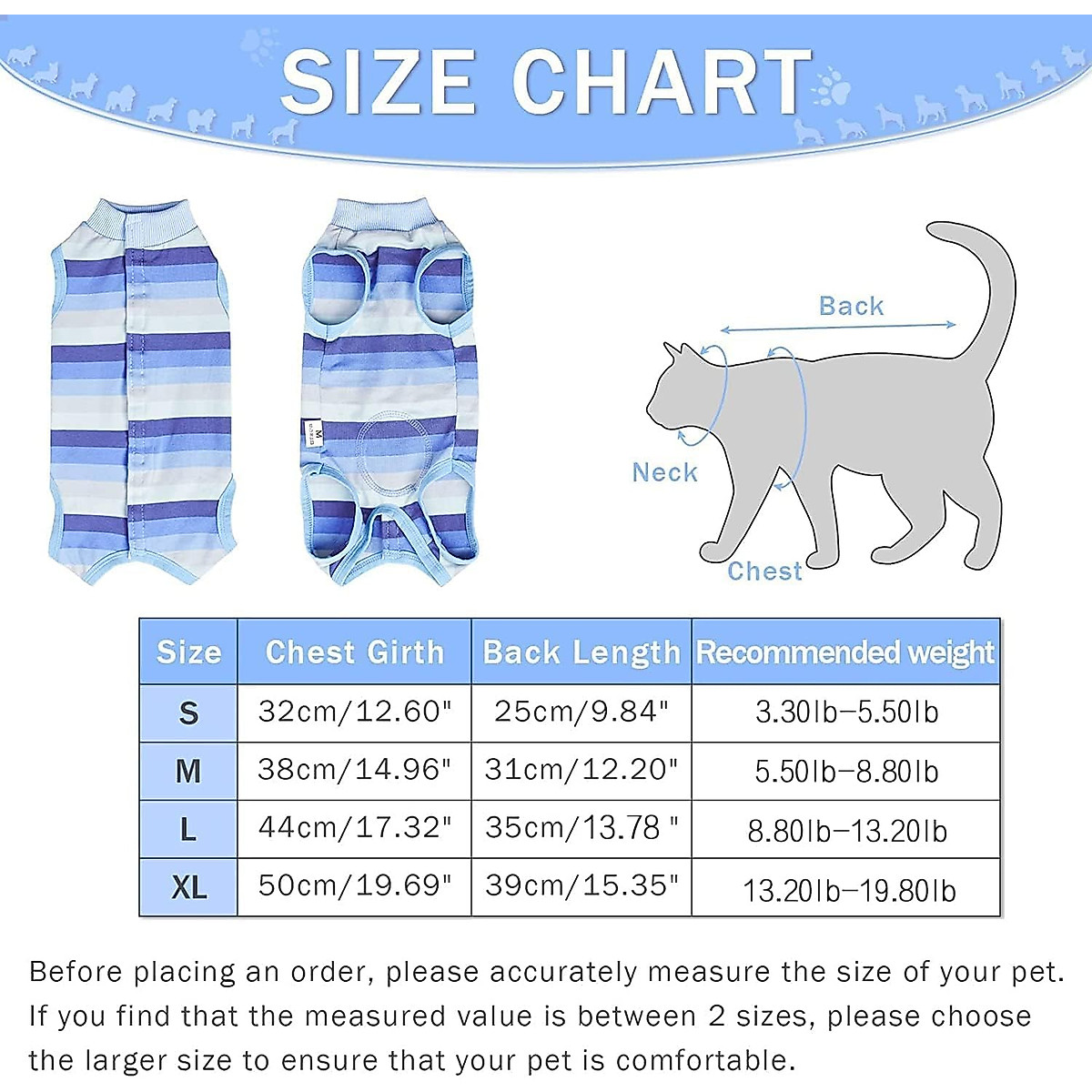 Ambreview Cats Recovery Suit, Kitten Recovery Onesie Female Cats Abdominal Wounds Bandages Cone E-Collar Alternative After Surgery, Cat Spay Bodysuit for Female Cats and Dog