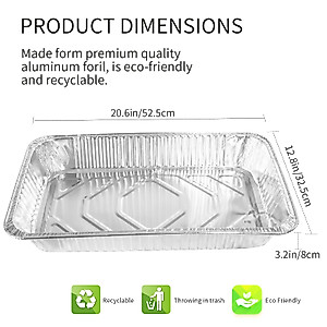 LUCKMETA Disposable Aluminum Foil Pans 21 x 13 Full Size (20 Pack) Heavy-Duty, Rectangular Food Containers Great for Baking, Cooking, Heating, BBQ, Storing, Prepping Food