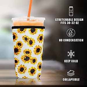 3 Pack Reusable Coffee Sleeves - Tall/Grande, Venti, Trenta - P.LOTOR Soft Cups - Iced Coffee Cozy Insulator - Neoprene Holder for Dunkin Donuts Coffee, McDonalds Coffee, Mccafe Coffee, Starbucks J