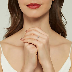 BERRICLE Sterling Silver Art Deco Wedding Rings Cubic Zirconia CZ Anniversary Half Eternity Ring for Women, Rhodium Plated Size 8