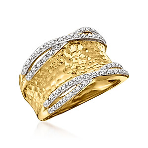 Ross-Simons 0.13 ct. t.w. Diamond Hammered Ring in Sterling