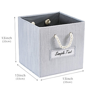 Onlycube Foldable Storage Bins 13x13x13 inch for Cube Organizer with Cotton Rope Handles, Collapsible Basket Box Organizer for Shelves and Closet, 3Pack, Grey