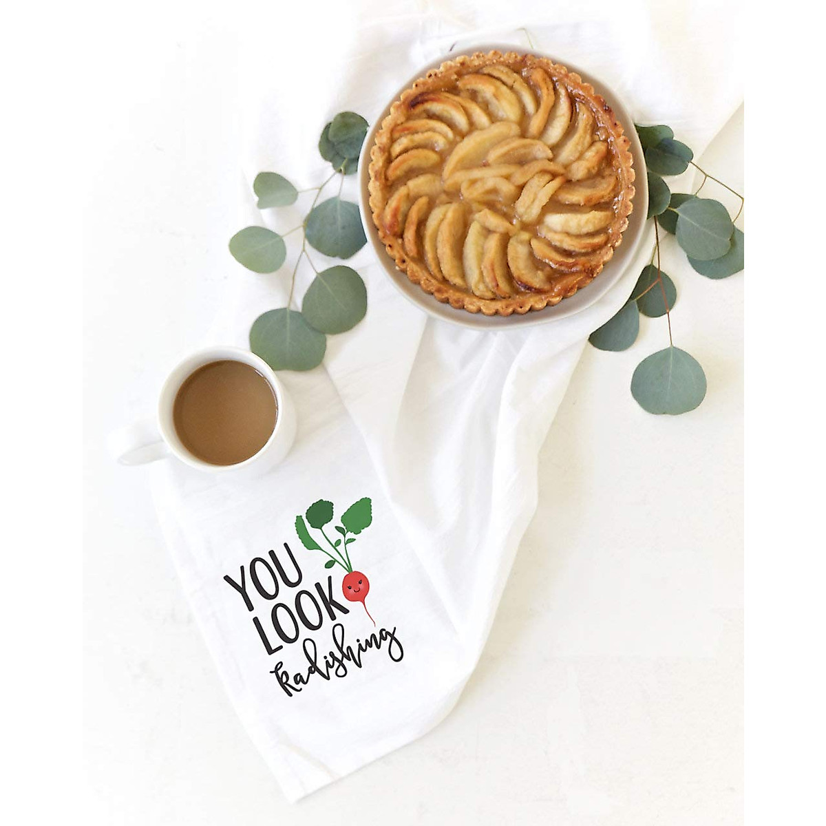 The Cotton & Canvas Co. You Look Radishing Soft and Absorbent Kitchen Tea Towel, Flour Sack Towel and Dish Cloth