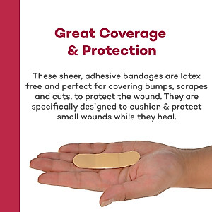 Dealmed Sheer Plastic Flexible Adhesive Bandages – 100 Count (2 Pack) Bandages with Non-Stick Pad, Latex Free, Wound Care for First Aid Kit, 1" x 3"