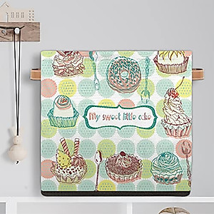 Cake Large Collapsible Storage Bins,Ice Cream Decorative Canvas Fabric Storage Boxes Organizer with Handles,Cube Square Baskets Bin for Home Shelves Closet Nursery Gifts