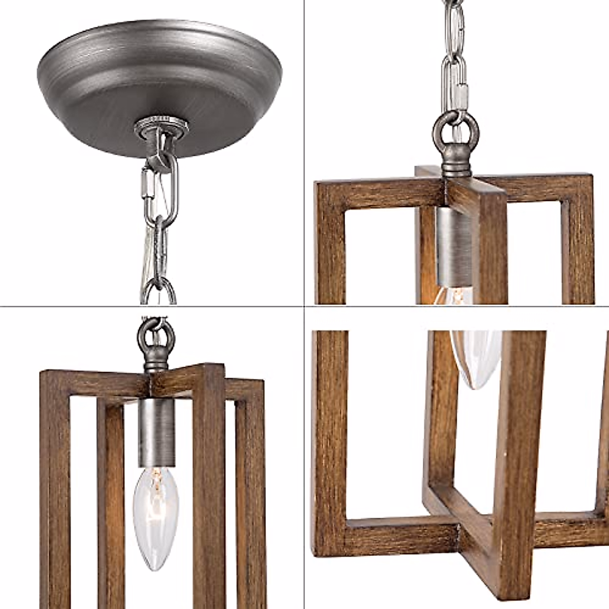LOG BARN Farmhouse Pendant Lighting for Kitchen Island, Wood Rustic Pendant Light for Dining Room, Foyer, 6.5" W