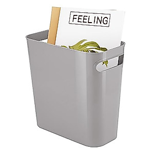 Vtopmart 4 Pack Plastic Small Trash Can, 1.5 Gallon/5.7 L Office Grey Bin with Built-in Handle, Slim Waste Basket for Bathroom, Bedroom, Home Office, Living Room, Kitchen