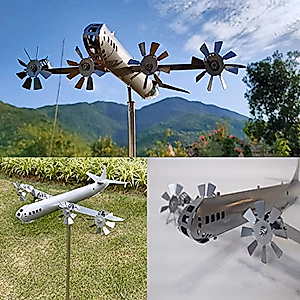 MAGIKEY B-29 Super Fortress Wind Spinner 3D Unique and Magical Metal Windmill Outdoor Wind Sculpture Kinetic Sculpture for Yard/Garden/Decor Decoration