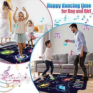 JOLLY FUN Dance Mat for Kids - Electronic Dance Mats with Wireless Bluetooth for 3-12 Year Old Kids, Lights Up Dance Pad with Built-in Music 5 Levels 4 Mode, Gifts for Children