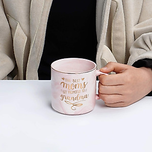 The Best Moms Get Promoted to Grandma Mug, Mother's Day Gifts for Grandma, Best Grandma Gift from Grandson Granddaughter, Funny Coffee Mug for Grandma, Grandma Mugs 12Oz with Box and Spoon Coaster