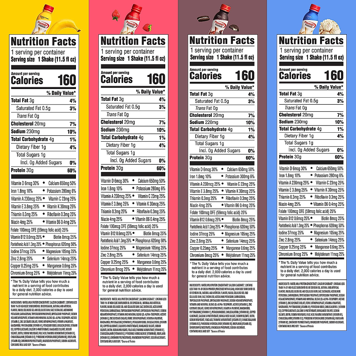 Premier Protein, Protein Shake, 8 Flavor Variety Pack, 30g Protein, 1g Sugar, 24 Vitamins & Minerals, Nutrients to Support Immune Health 11.5 Fl Oz (8 Pack)