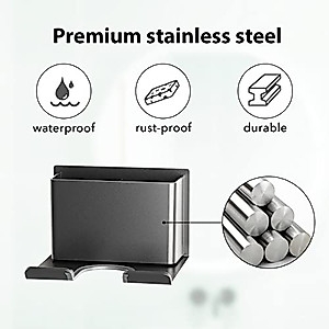 susswiff Hair Dryer Holder, with Caddy and Plug Hook, Metal Blow Dryer Holder Wall Mount, Self-Adhesive Extra Sticky, Hair Rack for Hair Care Product, Small Straightener Curling Iron Hot Tool, Grey