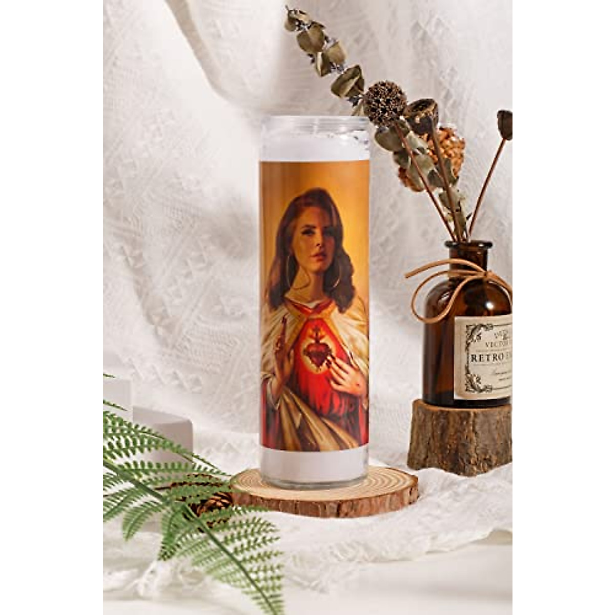 Lana Del Rey Candle - Lana Del Rey Merch, Funny Saint Votive, Pop Culture Celeb Prayer Candle,Scented Celebrity Parody Devotional Prayer Candles, Celebrity Novelty Gifts for Christmas