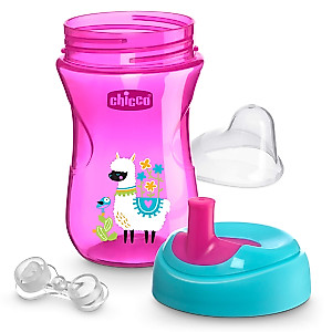 Chicco Sport Spout Trainer, Spill Free Baby Sippy Cup, 9 Months, Pink/Purple,2 Count (Pack of 1)