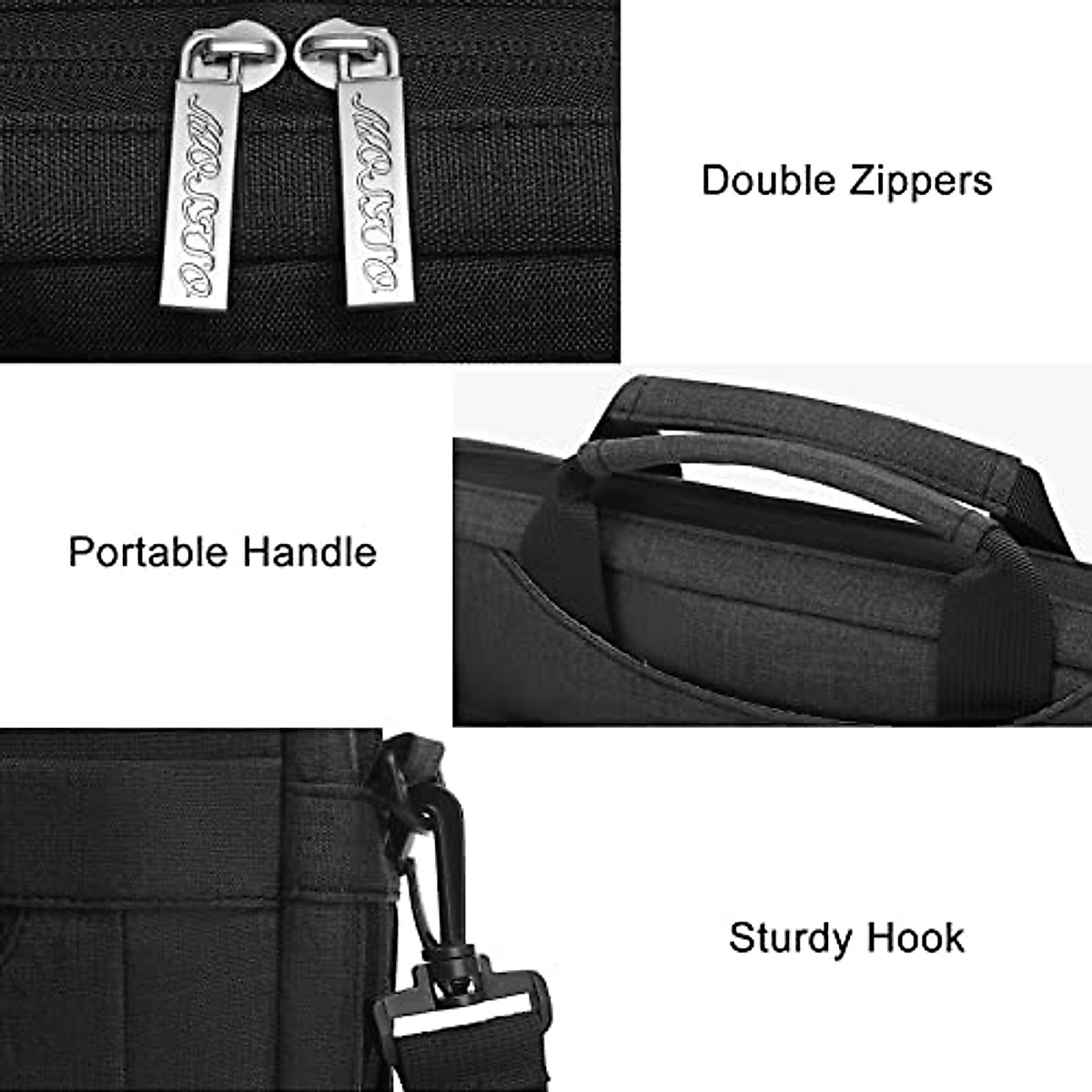 MOSISO Laptop Shoulder Messenger Bag Compatible with MacBook Air/Pro,13-13.3 inch Notebook,Compatible with MacBook Pro 14 2023-2021 A2779 M2 A2442 M1 with Adjustable Depth at Bottom, Black