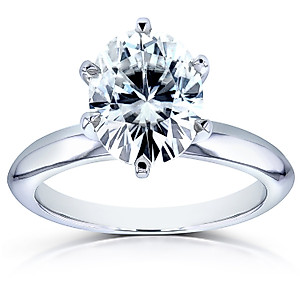 Kobelli Oval Moissanite Solitaire Engagement Ring 2 1/10 CTW 14k White Gold, Size 8.5