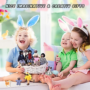 Skylety 10 Pcs Wooden Dollhouse Set of Mini People Figures Dolls Wooden Doll Pretend Play Figures Accessories for Pretend Dollhouse Toy(Stylish Style)