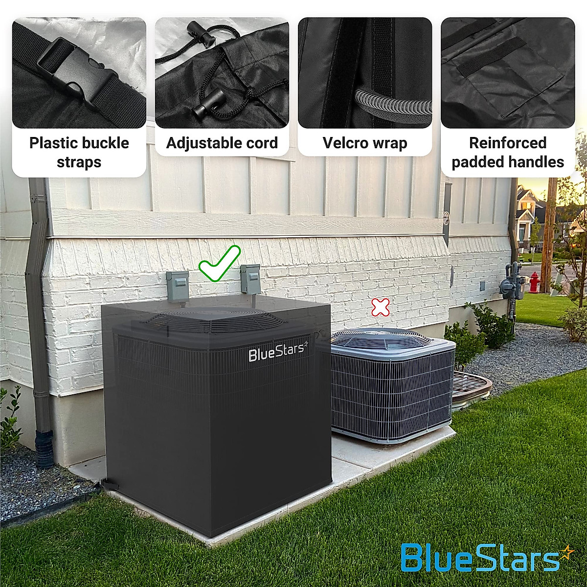 BlueStars 36"x36"x39" Central Air Conditioner Covers for Outside Unit - Heavy Duty Waterproof & Windproof Outdoor AC Units Cover for Winter (Black)