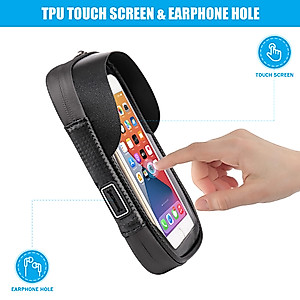 Vanolu Bike Bag Resistant Top Bag Bicycle Front Bag Mountain Bicycle Touch Screen Cell Phone Pouch Compatible with iPhone11 XS Max XR iphone12 13 Pro Max Below 6.5”