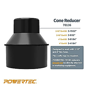 POWERTEC 70136-P2 4-Inch Hose to 2-1/2 Inch Hose Cone Reducer, 2 PK