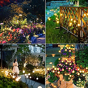 Brightever 4-Pack Solar Lights Outdoor Waterproof - Swaying Solar Garden Lights, Upgraded Solar Powered Firefly Lights with Highly Flexible Copper Wires, Yard Pathway Christmas Landscape Stake Lights