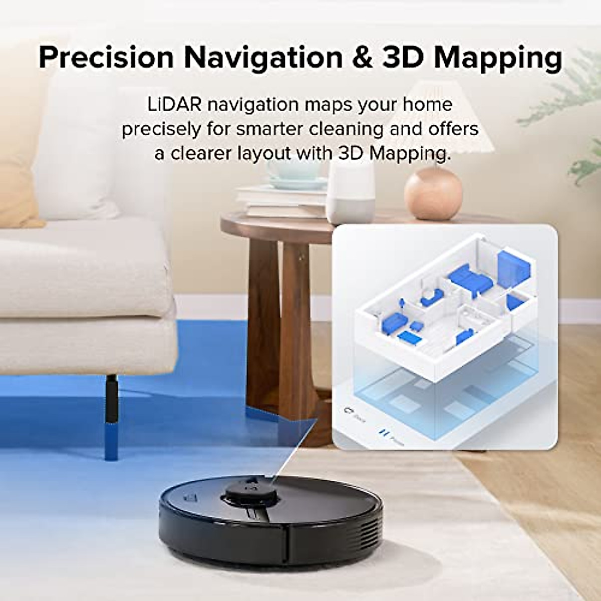 roborock Q7 Robot Vacuum and Mop, LiDAR Navigation, 2700Pa Suction, Multi-Level Mapping, 180mins Run-Time, Works with Alexa, Perfect for Hard Floors, Carpets, and Pet Hair (Black)